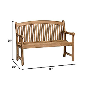 Amazonia Newcastle Patio Bench | Made of Real Teak | Ideal for Outdoors and Indoors, 48Lx26Wx35H, Light Brown