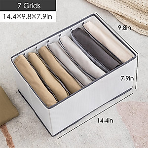 2PCS Wardrobe Clothes Organizer with Support Board Foldable 7 Grids Pants Organizer Washable Drawer Clothes Organizer for Clothes Legging Jeans T-Shirt Scarves