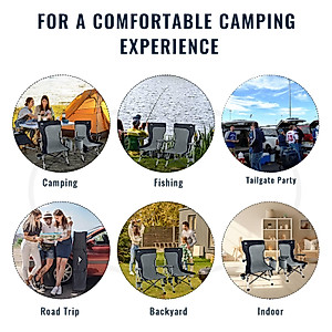 Ablazer 2 Pack Camping Chairs for Adults, Portable Hunting Chair Supports 350lbs, Oversized Heavy Duty Folding Chair for Camping Padded Seat Outdoor Lawn Folding Chair with Side Pockets