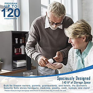 Barska Biometric Fingerprint Security Home Safe Lock Box for Handgun Document Money - DELUXE