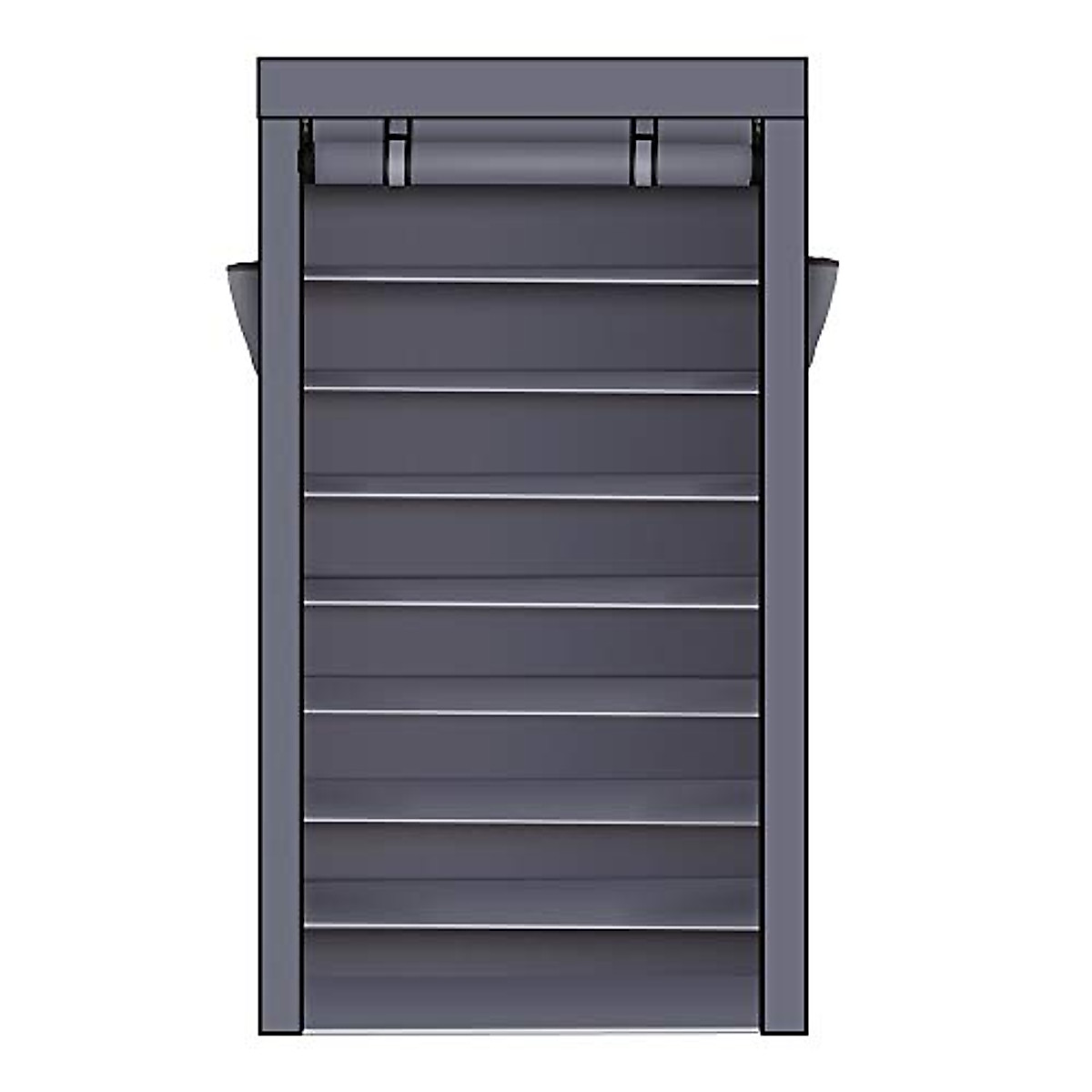 Knocbel 10 Tiers Shoe Rack Dustproof & Water-Resistant Non-Woven Fabric Closet Storage Cabinet Organizer with Side Pockets, 34" x 11 1/8" x 60 7/8" (Gray)