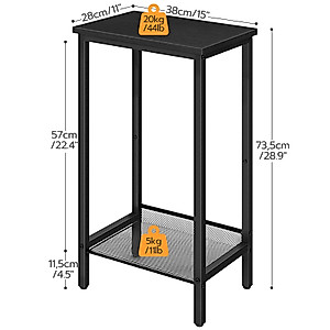 HOOBRO Tall Side Table, Industrial End Telephone Table with Adjustable Mesh Shelves, Small Entryway Table, 28.9" H Small Table for Hallway, Living Room, Office, Black BB03DH01