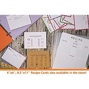 Recipe Card Dividers 4x6 with Tabs (Set of 24) Includes Printed Cooking Tips Recipe Box Dividers Made of Thick Cardstock Best Kitchen Gift (Kraft)