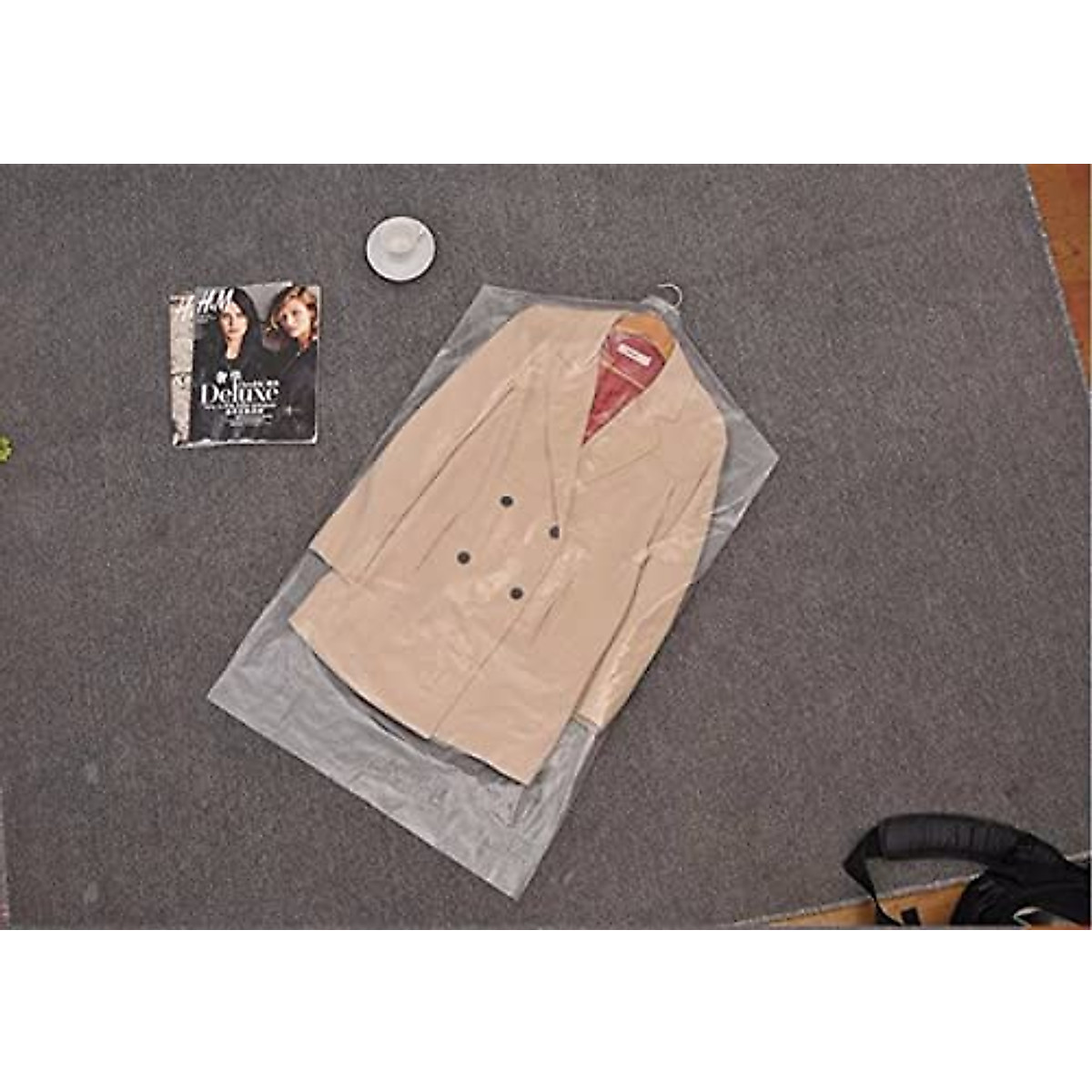 ZMDREAM Plastic Garment Bags Transparent Clothing Cover for Dresses and Suits Dry Cleaner Covers Pack of 50 (23Wx35L)