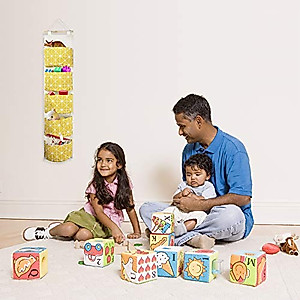 MOTASOM 3Pcs Over The Door Hanging Storage Bag, Waterproof Wall Closet Organizer with 5 Pockets, Linen Fabric Wall Hanging Mounted Organizer Pocket for Room Bathroom Bedroom Kitchen