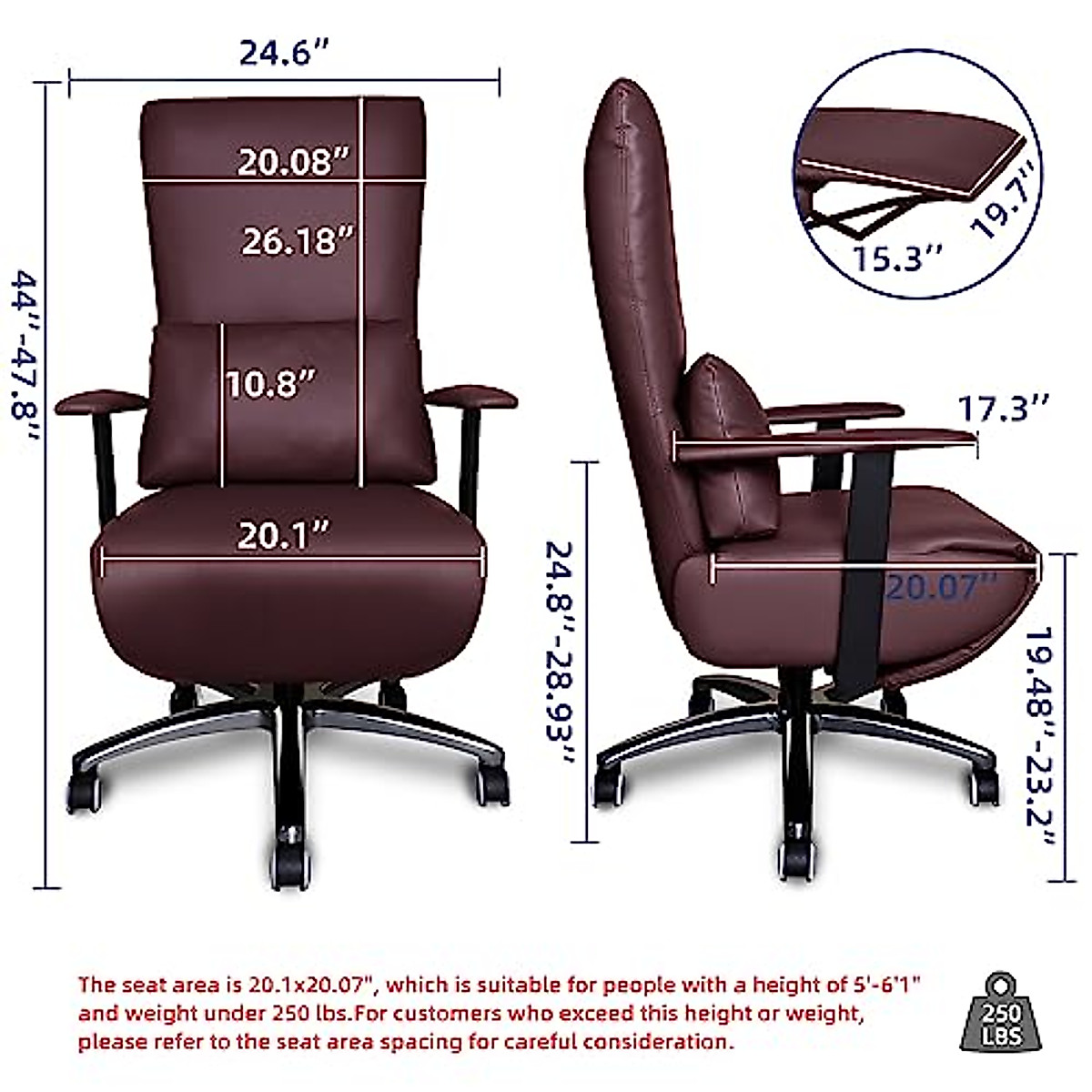 FIBO Gravity-Sensing Executive Home Ergonomic Office Chair Reclining Office Chair with Foot Rest & Headrest, High-Back PU Leather Computer Desk Chairs with Back & Lumbar Support Task Chair, Red