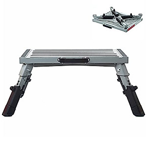 Homeon Wheels RV Steps Adjustable Height Aluminum Folding Platform Step Sheath Non-Slip Rubber Feet, Reflective Stripe, Handle, RV T Level, More Stable Up to 1000 lbs 16.5" x 12.2"