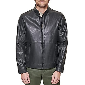 Dockers Men's The Dylan Faux Leather Racer Jacket, black, X-Large