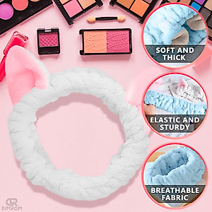 3Pcs Makeup Headbands for Women - Make Up Headband Plush Spa Headband Adult Cat Ears Headband Soft Skin Care - Stretch Headbands for Girls Headband