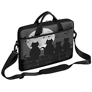 Music Cat Laptop Computer Bag Waterproof Shoulder Messenger Bag 13-15 inch Durable Laptop Tote Bag with Shoulder Strap Handle Lightweight Crossbody Briefcase