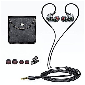Holiper Dual Driver Wired Headphones with Mic, HD Sound Bass Boosted Ear Buds, Anti-Tangle Braided Cord