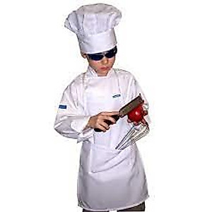 CHEFSKIN Set of 3 White Fabric Apron to Decorate with Marker, Paint, Iron on or Embroidery for Kids Small 4-8 Years