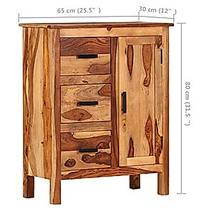 vidaXL Sideboard 25.6"x11.8"x31.5" Solid Sheesham Wood