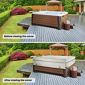 PatioGem Hot Tub Cover Protector, Outdoor SPA Covers for Hot Tub, Heavy Duty 600D Polyester Waterproof UV Protection Hot Tub Covers Replacement, Square SPA Cover Protector 95 x 95 x 20 inch, Grey