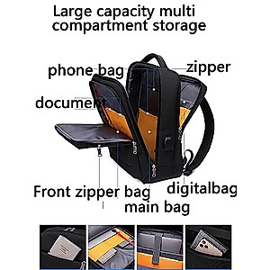 Laptop Backpack 18in Business LeisureTravel Backpacks with USB Port Large Capacity Work Computer Bags for Women Men (Black-A)