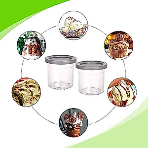 TOYMIS 2pcs Creamy Pints And Lids, Ninja Creamy Pints And Lids Ice Cream Storage Containers Ice Cream Plastic Cups Storage Compatible with NC500 NC501 Ice Cream Maker