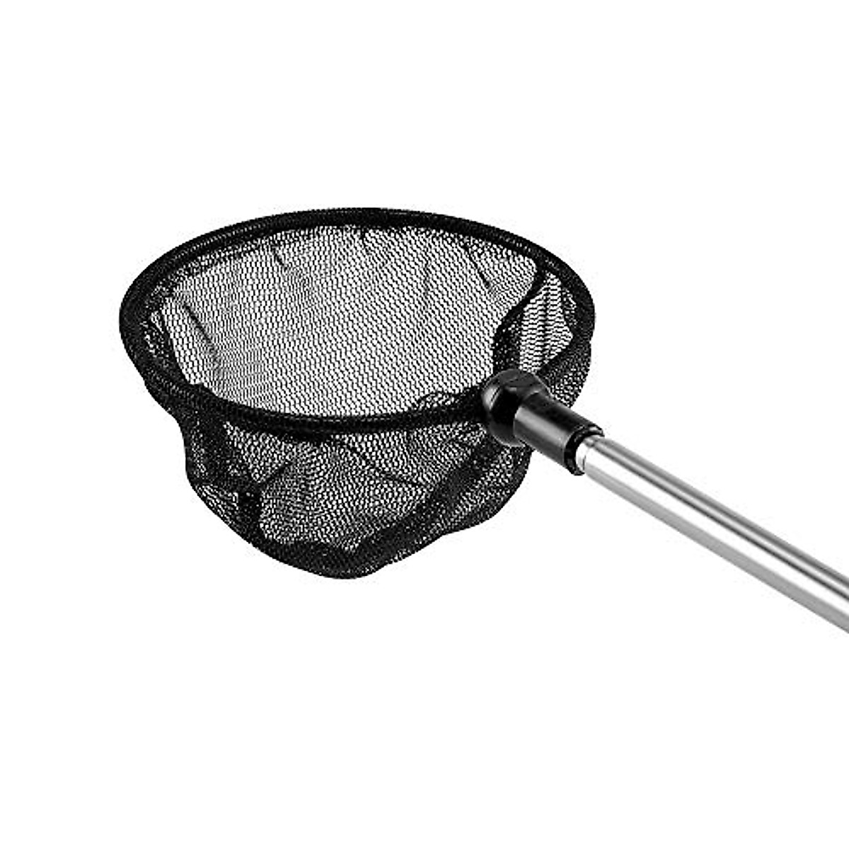 Lpraer Aquarium Fish Net 3.5" Round Fish Net with Extendable 9.8"-24.4" Telescopic Stainless Steel Long Handle Fine Mesh Fish Net for Fish Tank
