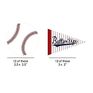 Big Dot of Happiness Batter Up - Baseball Paper Straw Decor - Baby Shower or Birthday Party Striped Decorative Straws - Set of 24