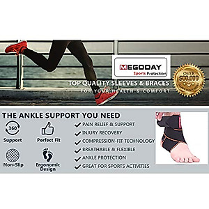 MEGODAY Ankle Brace for Men & Women,Adjustable Compression Ankle Support Wrap,Antiskid Ankle Strap,One Size
