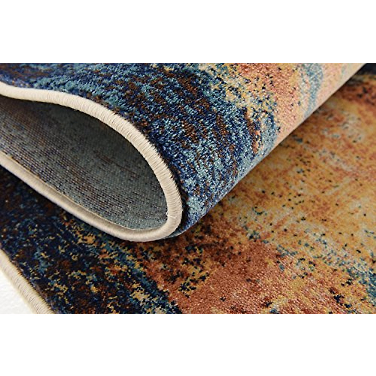 Unique Loom Mystic Collection Over-Dyed Abstract, Mid-Century Modern, Rustic Area Rug, 2' 0" x 6' 0", Peach/Beige