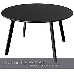 Grand Patio Round Steel Patio Coffee Table, Weather Resistant Outdoor Large Side Table,( Black, 1 PC)