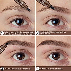 Eyebrow Pen - iMethod Upgrade Eyebrow TattooPen, Eyebrow Makeup, Long Lasting, Waterproof and Smudge-proof, Light Brown
