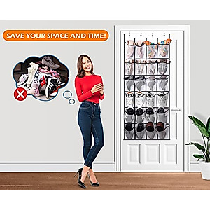 MISSLO Over The Door Shoe Organizer 24 Large Mesh Pockets, White