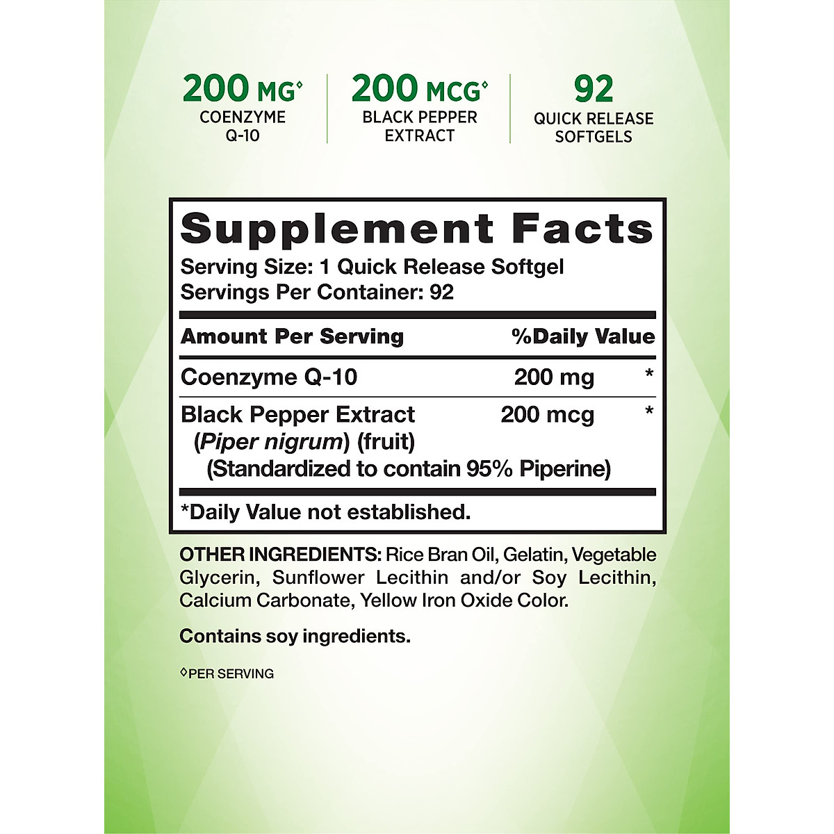CoQ10 200 mg Softgels | 92 Count | Enhanced Absorption Supplement | with Black Pepper Extract | Non-GMO, Gluten Free Supplement | by Nature's Truth