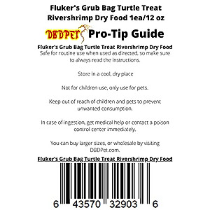 Fluker's Grub Bag Turtle Treat - River Shrimp 12oz - Includes Attached DBDPet Pro-Tip Guide