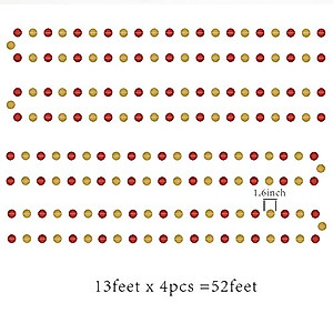 Gold Maroon Party Decorations Red Circle Dots Garland Streamer Hanging Backdrop for Wedding Birthday Engagement Bridal Shower Bachelorette Valentines Day Chinese New Year