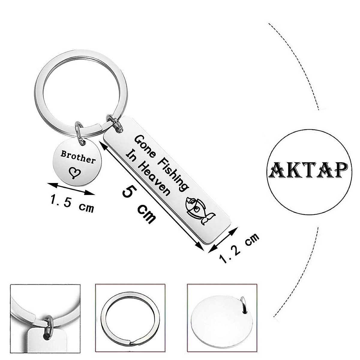 AKTAP Memorial Keychain In Memory Of Dad Gone Fishing In Heaven Sympathy Gift For Loss of Loved One