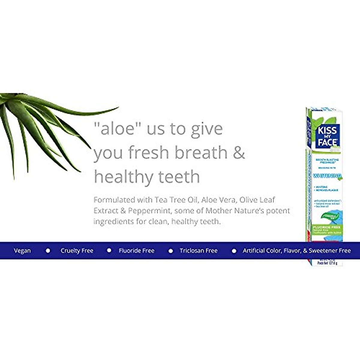 Kiss My Face Gel Teeth Whitening Fluoride Free Toothpaste (Pack of 3), Tea Tree, 13.5 Ounce (2434503EAF)