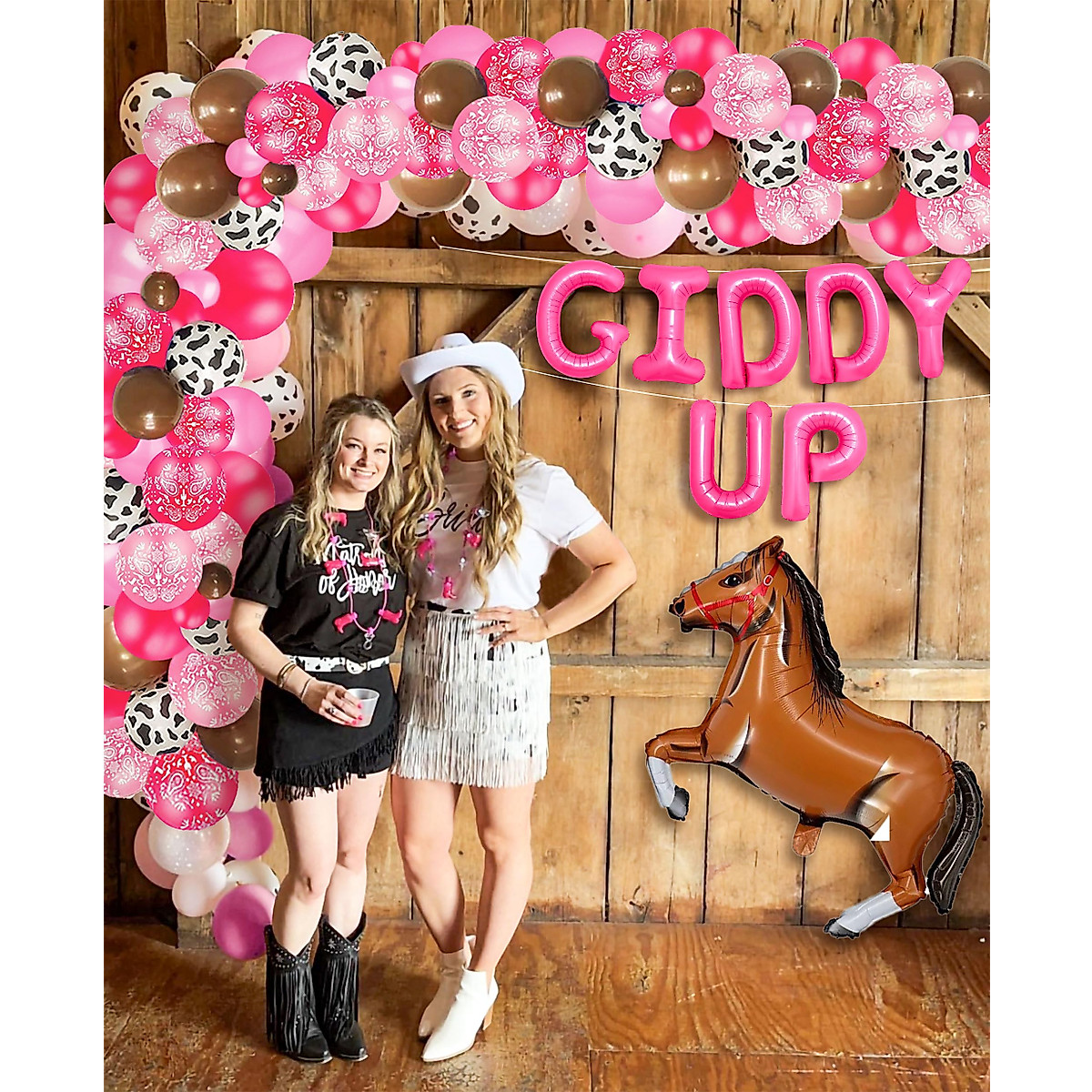 JeVenis First Rodeo Birthday Party Decor Girl Cowgirl Balloon Garland DIY Balloon Arch Kit Western Balloon GarlandHorse Themed Birthday Decorations