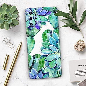 DesignSkinz Watercolor Cactus Succulent Bloom V12 Protective Vinyl Decal Wrap Skin Cover Compatible with The Samsung Galaxy S20 (Screen Trim & Back Glass Skin)