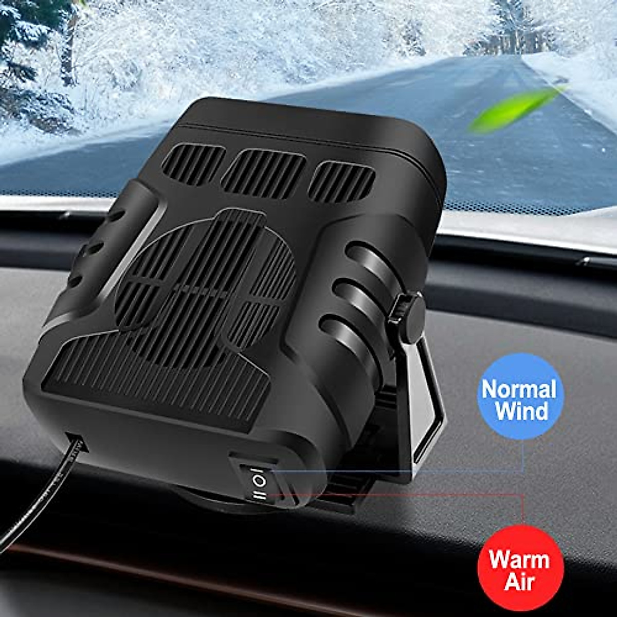 Car Heater 2 in 1 Auto Car Windshield Portable Heater Cooling Fan 12V 120W Auto Defogger 360° Rotatable Fast Heating Quickly Defrost…