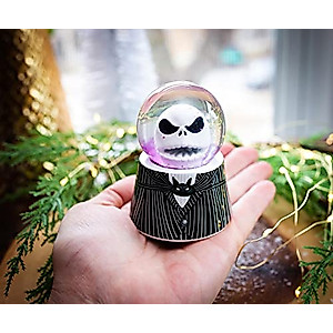 Disney The Nightmare Before Christmas Jack Skellington 3-Inch Mini Light-Up Snow Globe with Swirling Glitter