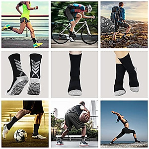 Men's Soccer Socks, 4 Pcs Anti Slip Soccer Socks,for Football Basketball Sports Grip Socks-Gift: Football Backpack(Random Color)