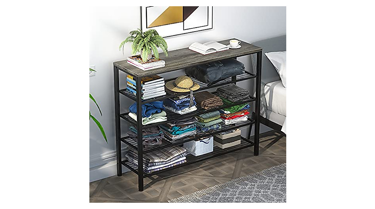 Topfurny 5-Tier Industrial Shoe Rack - Stylish Storage
