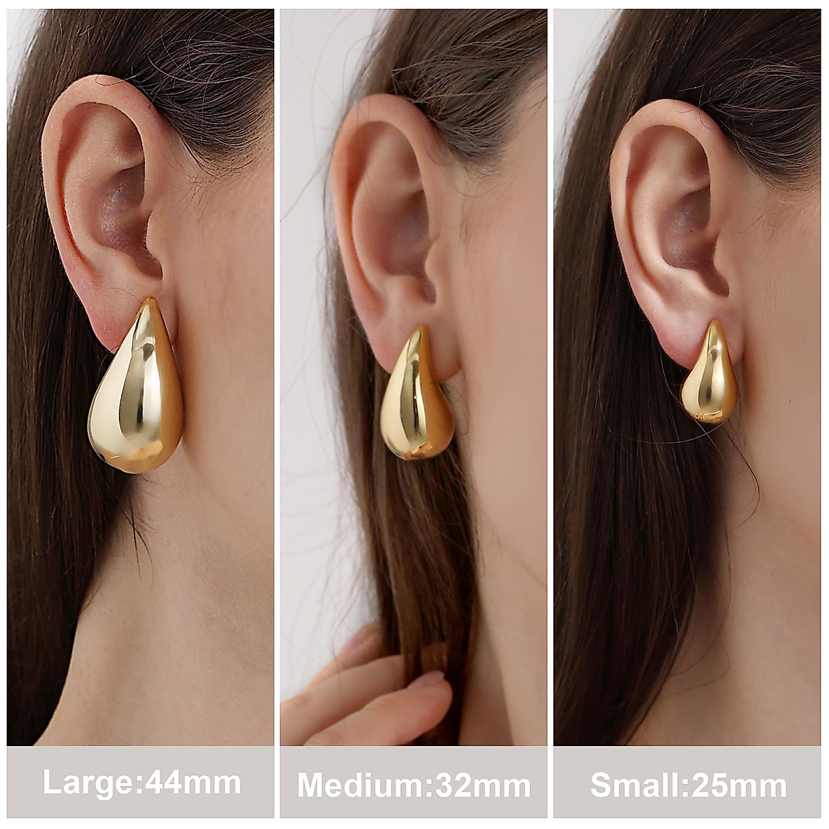 Gold Teardrop Earrings Dupes for Women Chunky Gold Plated Waterdrop Earrings Trendy Jewelry for Women