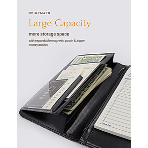 Mymazn Holographic Glitter Server Book with Zipper Pocket 5x9 Waitress Book with Magnetic Closure Pocket Serving Book for Waitress Wallet