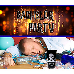 Jolly Roger Funny Pirate Shot Glasses Black with Skull and Crossbones (Drink Up Bs 2 Pack)