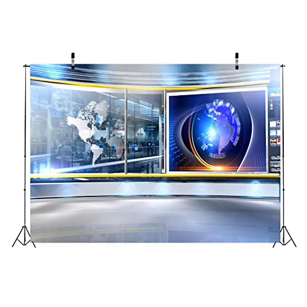 Loccor 8x6ft News Broadcast Backdrop Fabric Studio TV Global Breaking News Broadcasting Hall Backdrop Media Program Reporter Interview Photography Background Business Person Video Record Photo Props