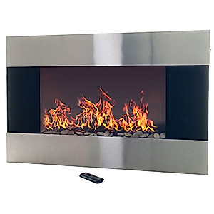 Northwest Electric Fireplace with Wall Mount and Remote, 36 Inch, 36", Black Stainless Steel