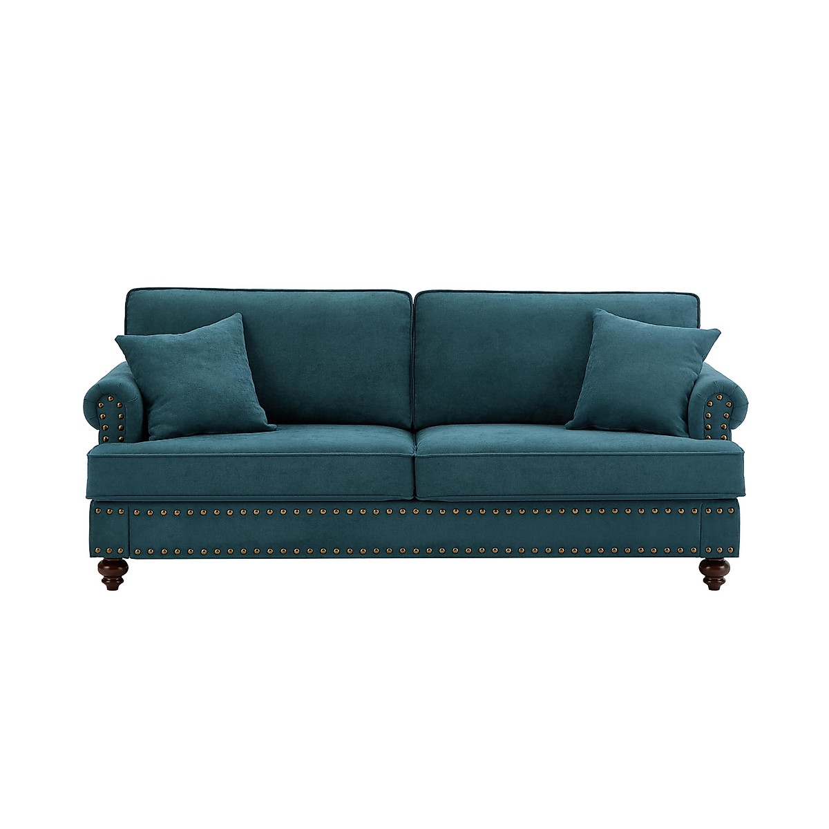 Mid Century Modern Sofa Set, 22" Extra Deep Seat juegos de muebles de sala Comfy Chenille Upholstered Living Room Furniture Sets with Rolled Arms Nailhead Trim (Lake Green, 3 Pieces A)