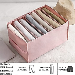 Pants Organizer， Clothes Organizer with Foldable and Washable Clothes Organizer for Folded Clothes for Pants Jeans and Sweater, 2 x 7 Grids