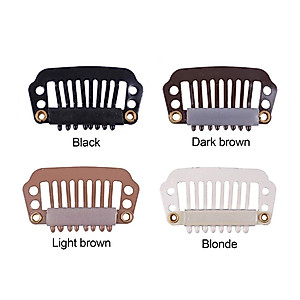 24 pcs/lot 28mm 8-teeth Metal Hair Extension Clips with Rubber Snap Closures for Hairpieces (Blonde)