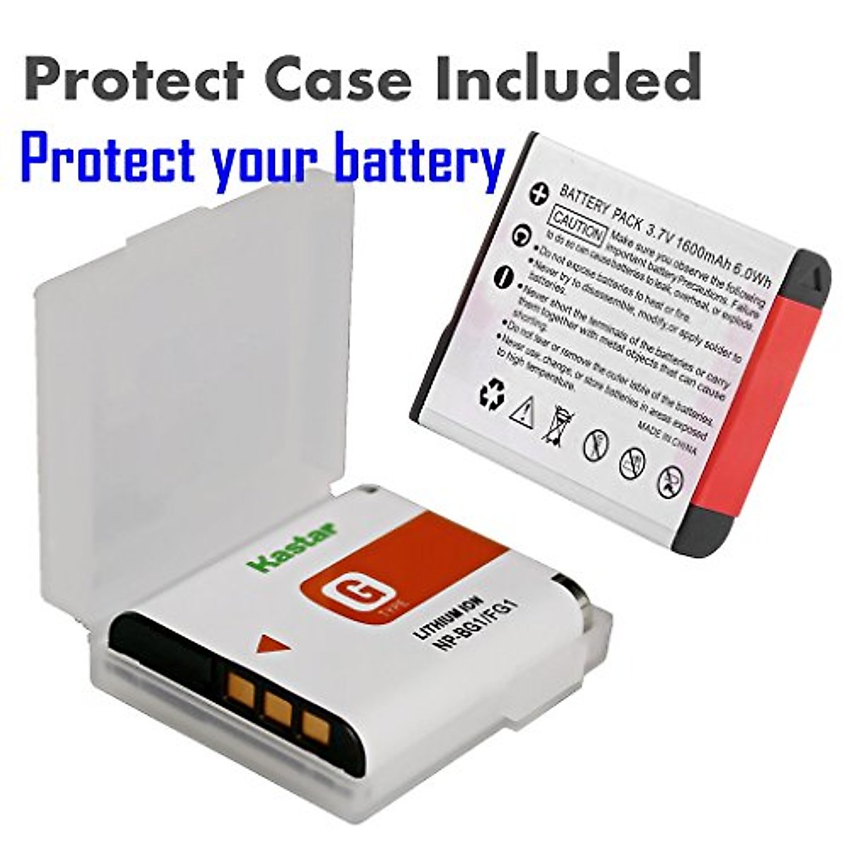 Kastar Battery (2-Pack) for Sony NP-BG1, NP-FG1, NP-FG1, BC-CSG, BC-CSGE work with Sony Cyber-shot DSC-H3 DSC-H7 DSC-H9 DSC-H10 DSC-H20 DSC-H50 DSC-H55 DSC-H70 DSC-H90 DSC-HX5V DSC-HX7V DSC-HX9V DSC-HX10V DSC-HX20V DSC-HX30V DSC-N1 DSC-N2 DSC-T20 DSC-T100