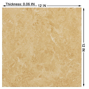 WESTICK Peel & Stick Floor Tiles Thicker Vinyl Tile Flooring Yellow Marble Waterproof Tile Sticker Adhesive Removable Backsplash Tile Unique Flooring Cover for Kitchen, Topaz Texture 5 Pack 12 x 12 IN