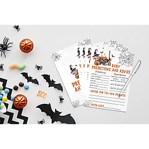 Halloween Baby Shower Prediction and Advice Cards, Halloween Game for Baby Shower, Baby Shower Decorations, Fall Gender Reveal Party Supplies, Set of 30 Cards - WY12