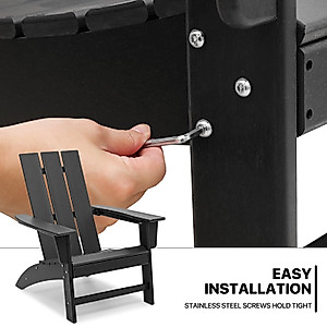 MoNiBloom Black Adirondack Chairs Set of 2, HDPE All-Weather Adirondack Patio Chair Outdoor Plastic Lawn Chair for Garden Backyard, Composite Patio Furniture for Firepit and Pool, 300Lbs Capacity